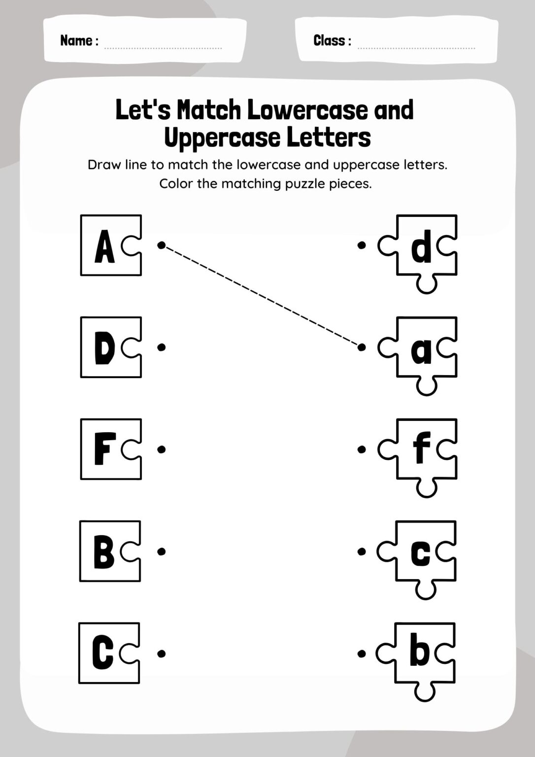 Matching lowercase letters with uppercase worksheet - English Stuffs